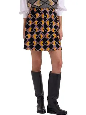 La DoubleJ Printed Mini Skirt - Half-light Black