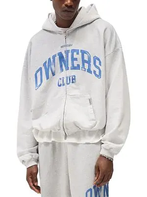 REPRESENT Owners Club Zip Through Hoodie - Sprayed Ice Grey Marl