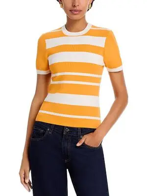 French Connection Maxime Knit Striped Top Clementine