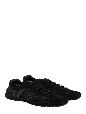 Prada Montecarlo Re-edition 2005 Suede And Mesh Sneakers - Black