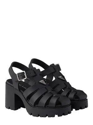 Prada Rubber Platform Sandals - Black