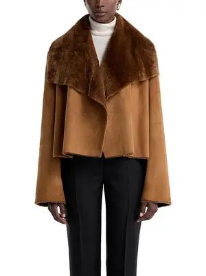 Nour Hammour Cascade Shearling Coat - Marigold
