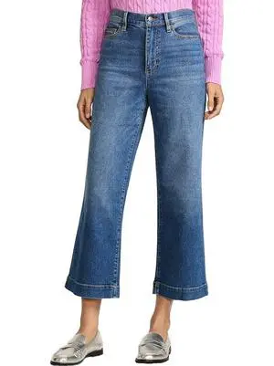 LANDS' END Denim High-rise Wide Leg Crop Jeans - Indigo Tide Blue