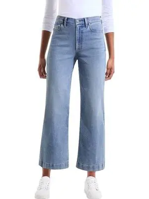 LANDS' END Denim High-rise Wide Leg Crop Jeans - Lake Blue Wash