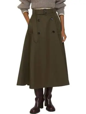 BURBERRY Brenda Cotton Gabardine Trench Skirt