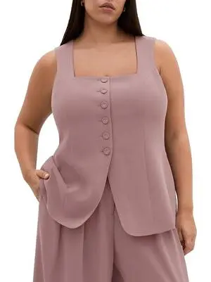 City Chic Button-front Vest - Cinnamon