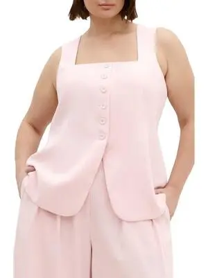 City Chic Button-front Vest - Heavenly Pink