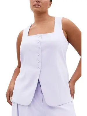 City Chic Button-front Vest - Lilac