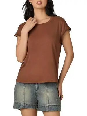 Wit & Wisdom Crochet Cap-Sleeve Tee Umber