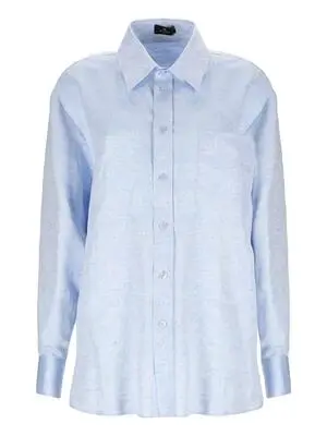 Etro Linen And Cotton Shirt - Azure