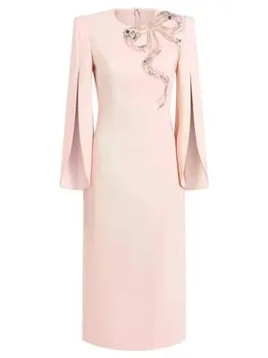 Jenny Packham Bow-embellished Midi Dress - Pink