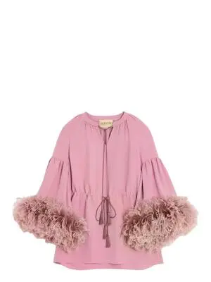 Valentino Garavani Cady Couture Feather-trim Blouse - Pink