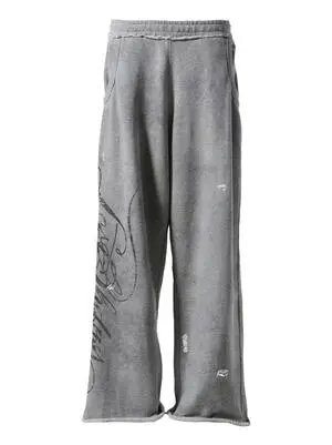 LOSTSHDWS Distressed-script Track Pants - Grey