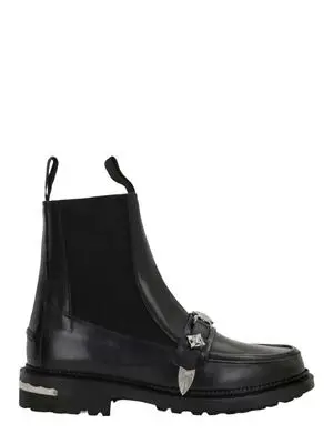 Toga Studded-strap Chelsea Boots - Black