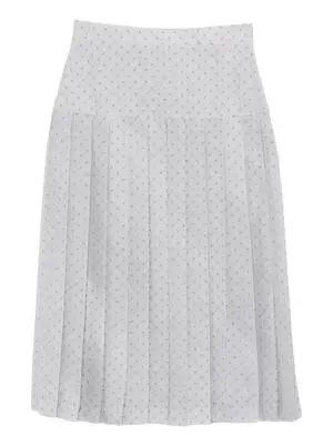 ALESSANDRA RICH Polka-Dot Pleated Midi Skirt