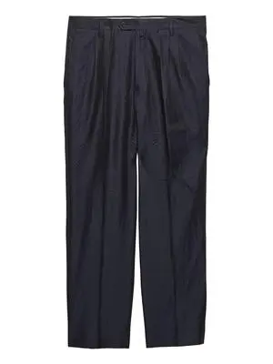 Prada Cotton And Silk Classic Fit Trousers Navy