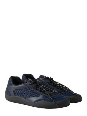Prada Speedrock Leather And Mesh Fabric Sneakers Navy