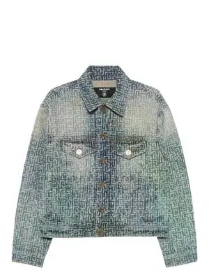 Balmain Monogram Denim Jacket - Blue