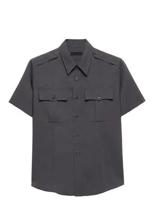Prada Short-sleeved Technical Fabric Shirt Iron Gray