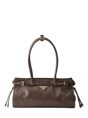 Prada Bonnie Medium Leather Handbag - Grey