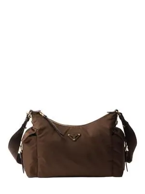 Prada Large Re-nylon And Leather Bag - Brown