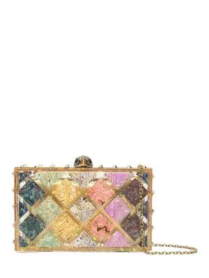 Kurt Geiger Crystal Quilt Box Clutch - Gold