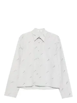RIER Floral-embroidered Button-fastening Shirt - Grey