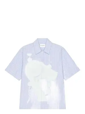Givenchy Striped Shirt In Cotton With Surrealism Print - Baby Blue/white