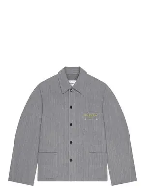 Givenchy Herringbone Denim Jacket With Embroidered Logo - Grey