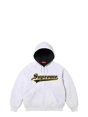 Supreme Quilted Zip Hooded Sweater - Grey