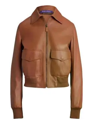 Ralph Lauren Sullivan Leather Bomber Jacket - Brown