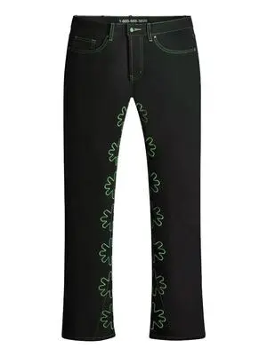 LOSTSHDWS Floral-embroidered Jeans - Black