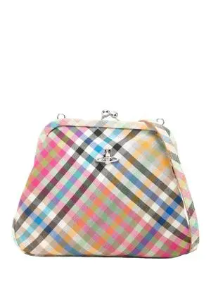 VIVIENNE WESTWOOD Orb-motif Check-pattern Clutch - Pink