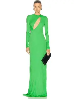TOM FORD Long Sleeve Evening Dress - Green Clover