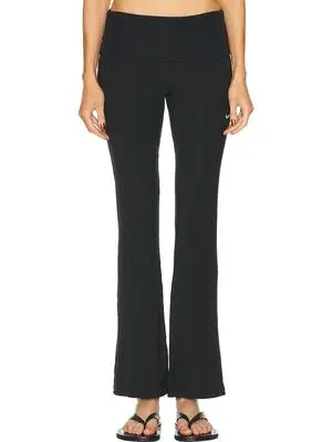 Nike Chill Knit Rib Foldover Flare Pant - Black
