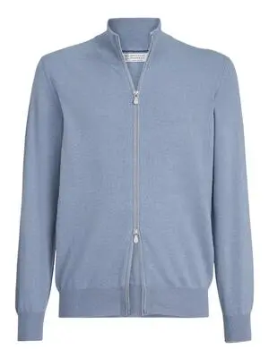 Brunello Cucinelli Cashmere Zip-up Cardigan - Blue