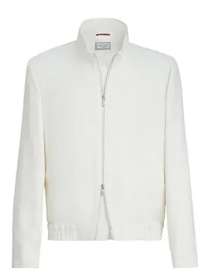 Brunello Cucinelli Silk-linen-wool Bomber Jacket - White