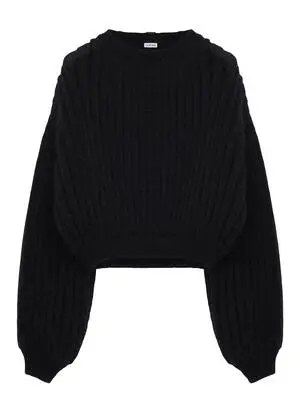Loewe Ribbed Balloon-sleeve Sweater - Black