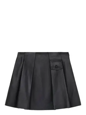 Loewe Lambskin Pleated Mini Skirt - Black