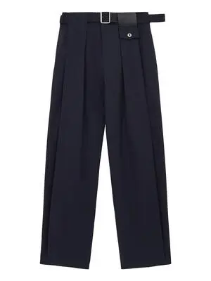 Loewe Cotton-silk Gabardine Belted Trousers - Navy