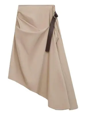 Loewe Cotton-silk Asymmetric Midi Skirt - Beige