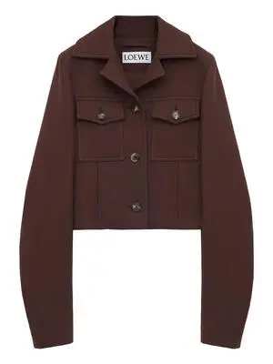 Loewe Wool-blend Cropped Jacket - Brown