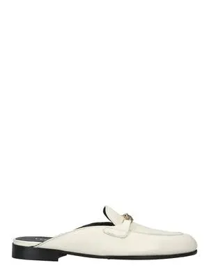 Versace Leather Chain Sabot Mules - White