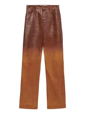 Loewe Lambskin-suede Straight Trousers - Brown