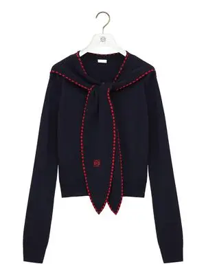 Loewe Wool-blend Scarf Sweater - Navy