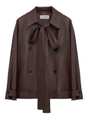 Loewe Suede Bow-detail Jacket - Brown