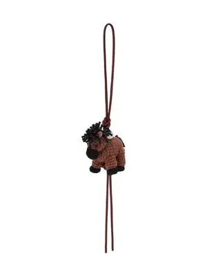 Loewe Felt Horse Bag Charm Brown