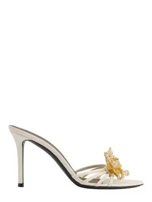 GIUSEPPE ZANOTTI Orchid Crystal Mule 90 Sandals - Off_white