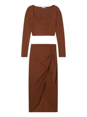 REFORMATION Tessa Stretch-tencel Lyocell Set - Red