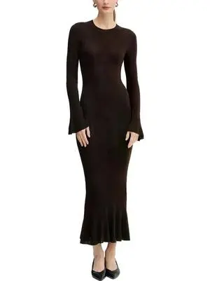 Luisa Spagnoli Madignano Bell-cuff Ribbed Maxi Dress - Brown
